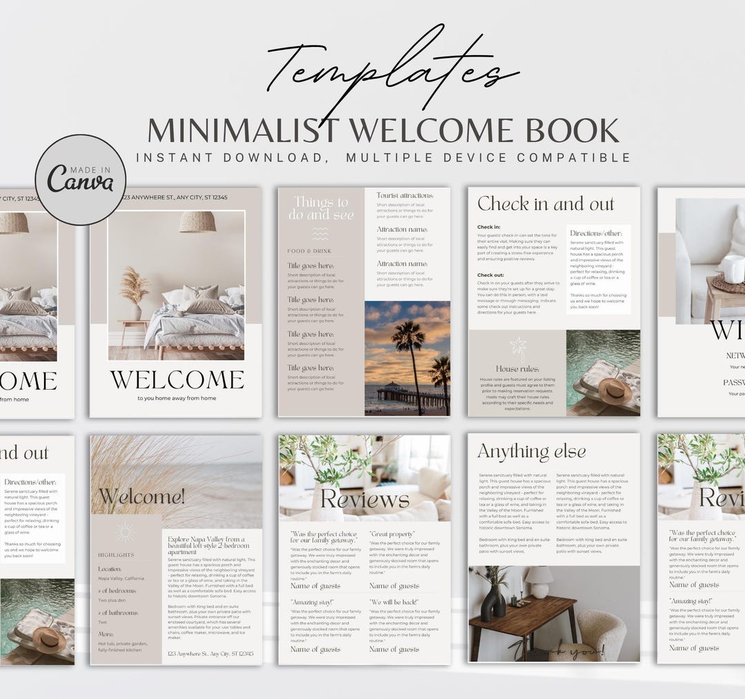 Minimalist Welcome Book Template | Editable Welcome Guide | Canva ...