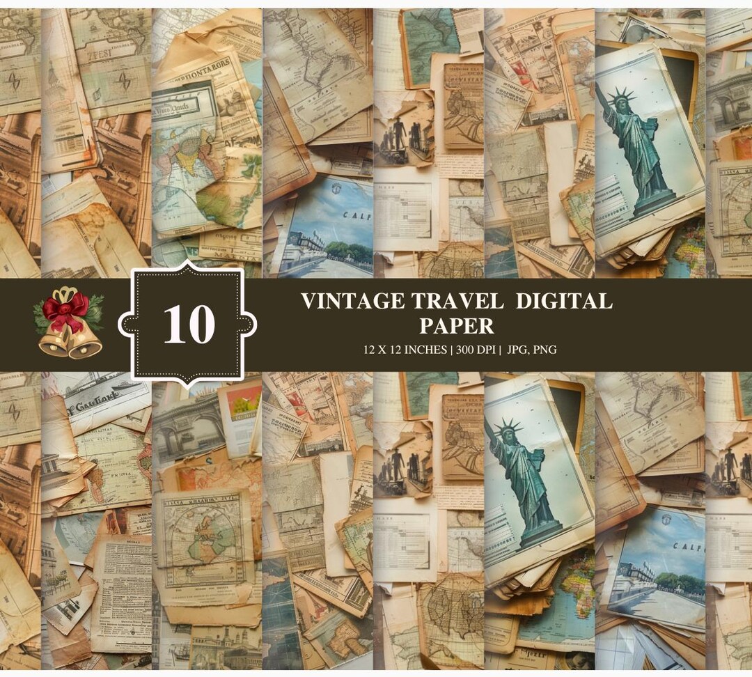 Vintage Travel Digital Paper, Antique World Map Patterns, Printable ...