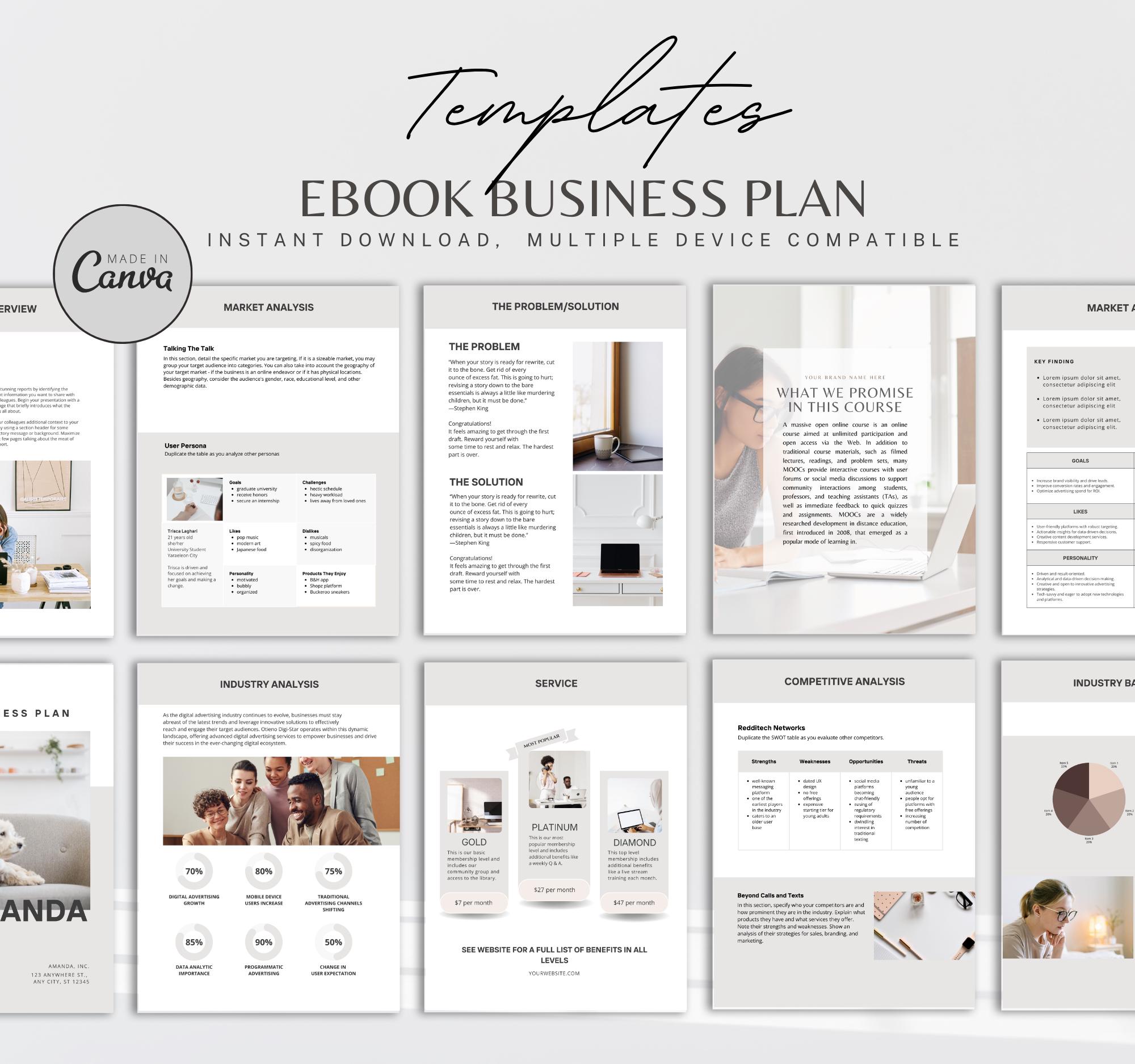 Ebook Business Plan Template | Editable Digital Business Plan Guide ...