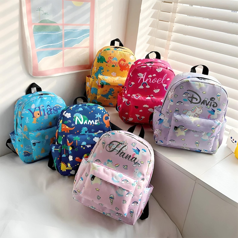 Personalized Embroidered Kids Backpack – Cute Cartoon, Lightweight ...