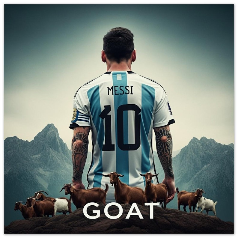 Lionel Messi GOAT Poster Wall Art, Home Poster, Sports Decor, Football ...