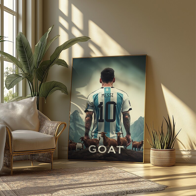 Lionel Messi GOAT Poster square Wall Art, Home Poster, Sports Decor ...
