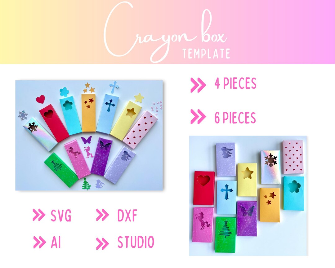 Crayon Box Template, Cricut Crayon Box, Studio Crayon Box,svg Crayon ...