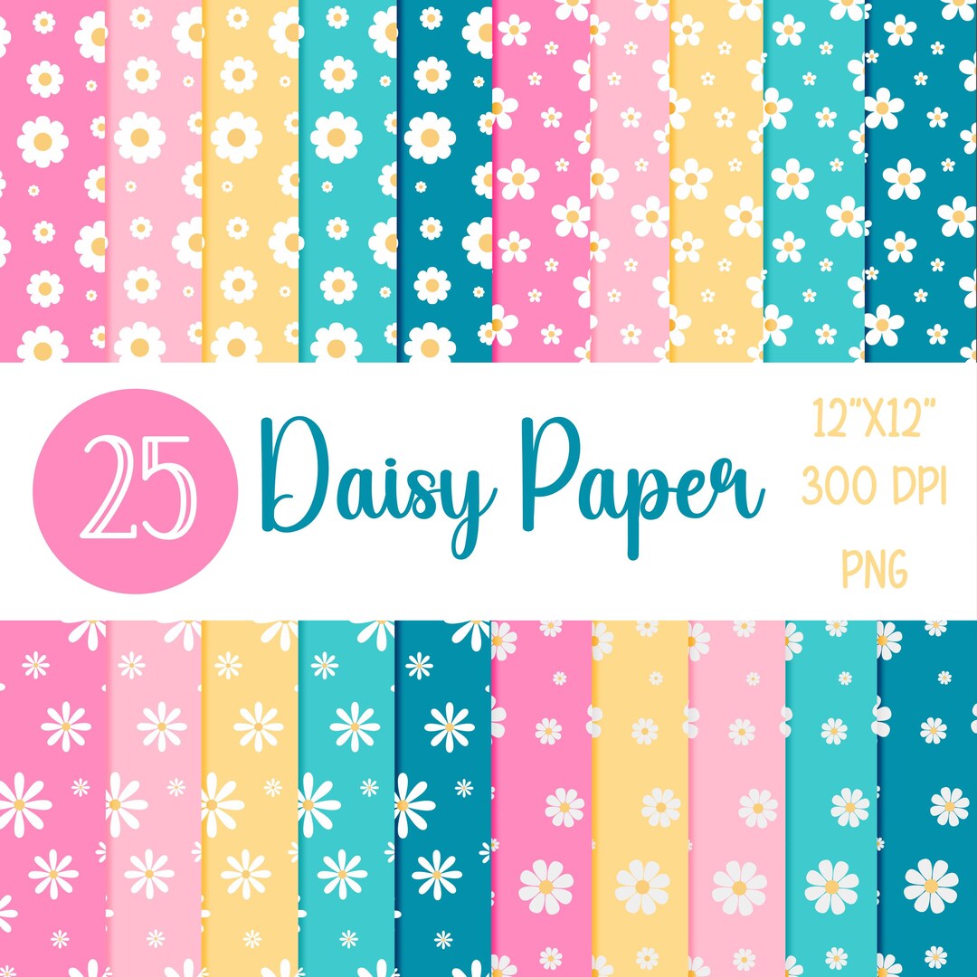 Daisy Digital Paper With Daisies Digital Paper Daisy Flower Pattern ...