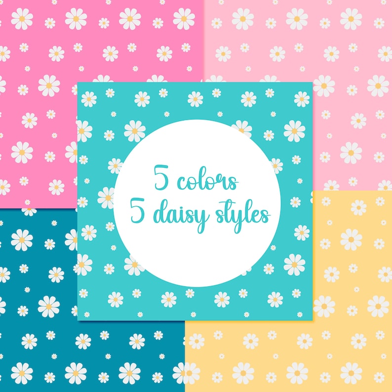 Daisy Digital Paper With Daisies Digital Paper Daisy Flower Pattern ...