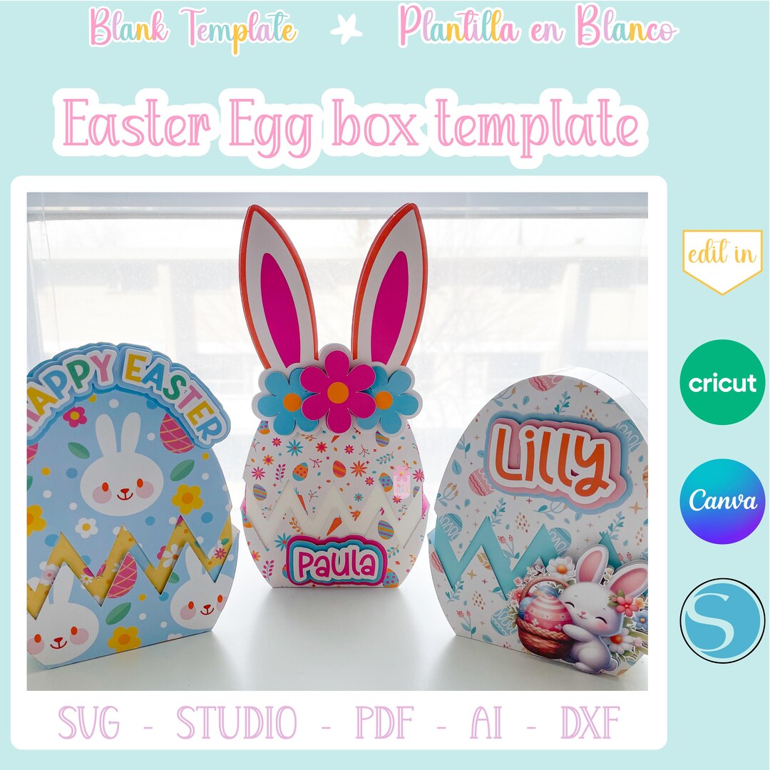 Easter Egg Favor Box Template SVG Personalized Easter Gift Box Template ...