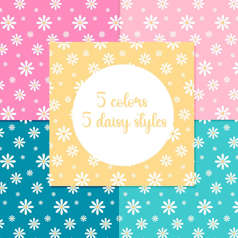 Daisy Digital Paper With Daisies Digital Paper Daisy Flower Pattern ...