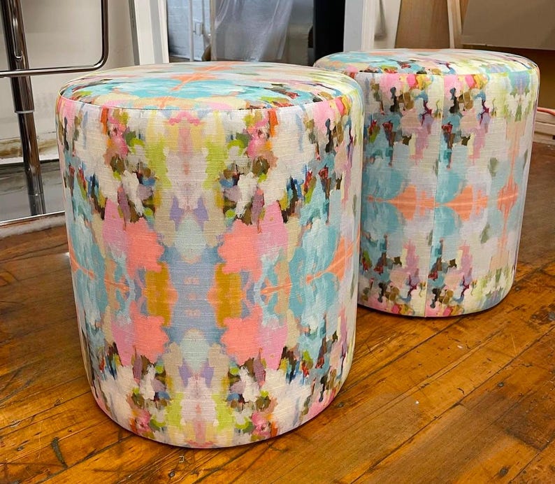 Custom Round Ottomans - Use Your Own Fabric ( COM ) - Etsy