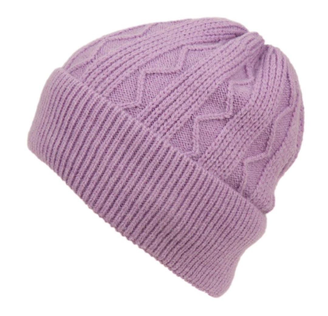 Women Fashion Rib Cable Knit Angola Beanie Hat Winter Skull Cap With ...