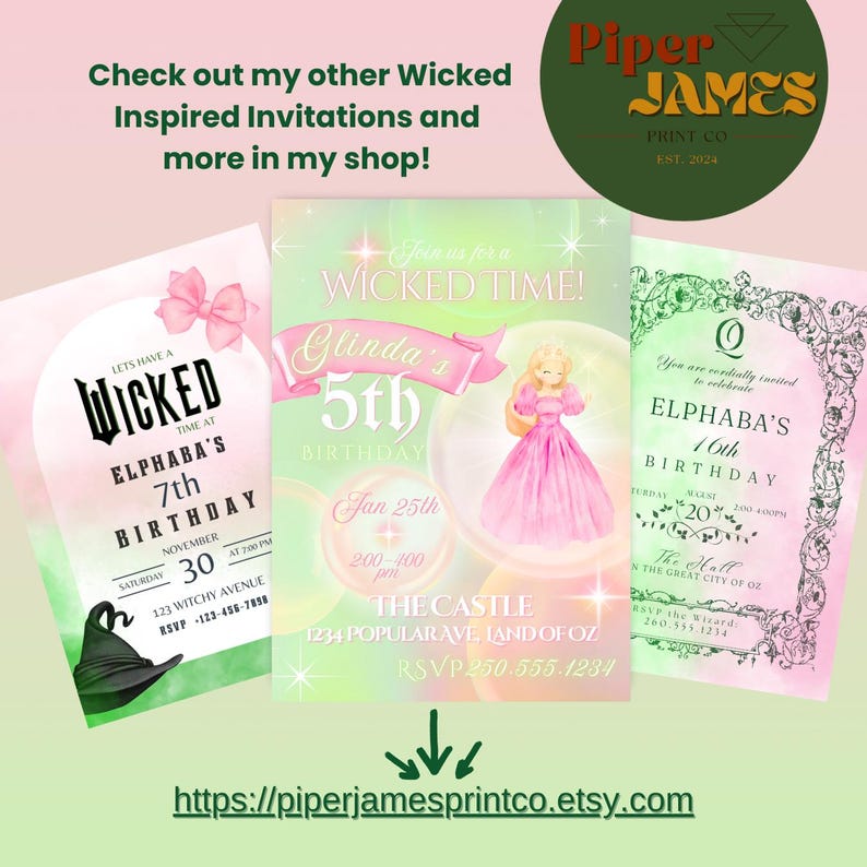 Wicked Inspired Birthday Invitation, Elphaba Inspired Invitation, Evite ...