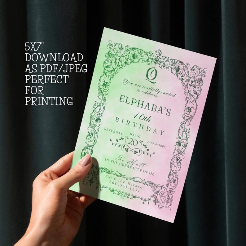 Wicked Inspired Birthday Invitation, Elphaba Inspired Invitation, Evite ...