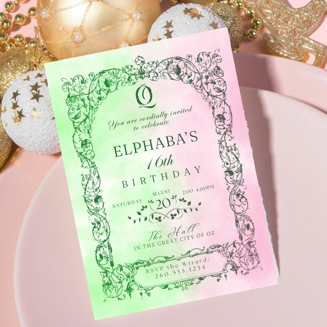 Wicked Inspired Birthday Invitation, Elphaba Inspired Invitation, Evite ...