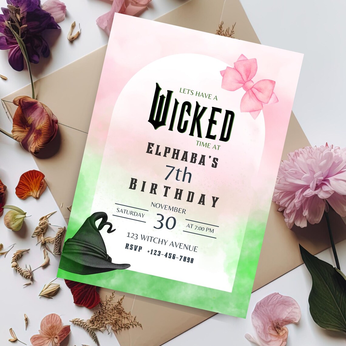 Wicked Inspired Birthday Invitation, Elphaba Inspired Invitation ...