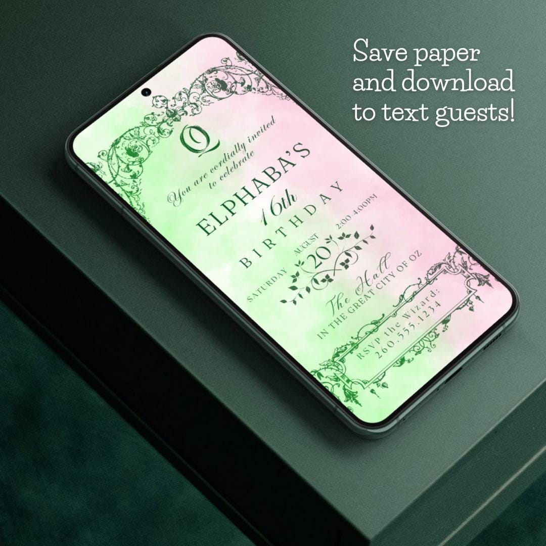 Wicked Inspired Birthday Invitation, Elphaba Inspired Invitation, Evite ...