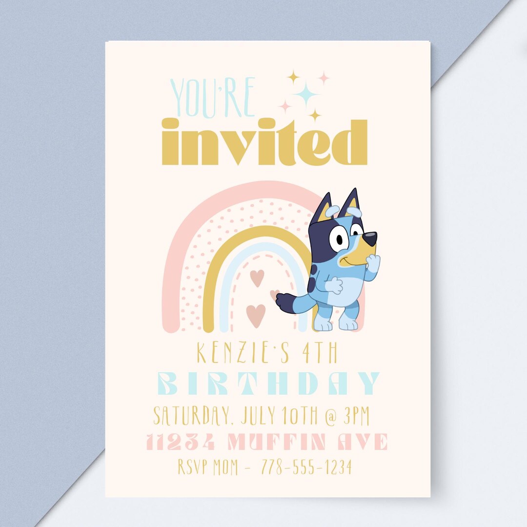 Bluey Inspired Birthday Invitation, Boho Bluey Invitation, Bluey ...