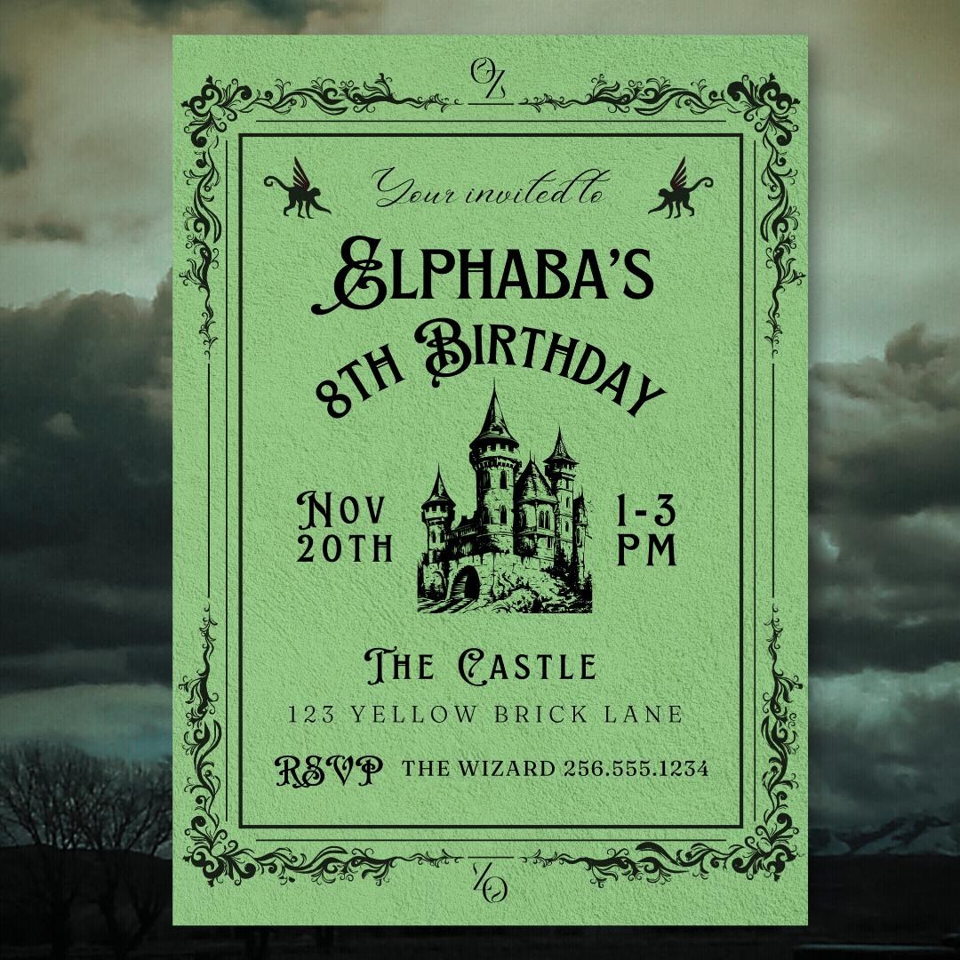 Wicked Inspired Birthday Invitation, Elphaba Inspired Invitation, Evite ...