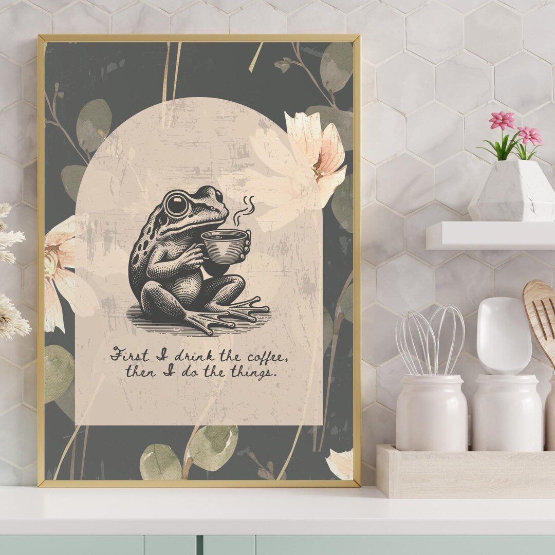 Cottagecore Art Print, Frog Print, Digital Print, Digital Art, Floral ...