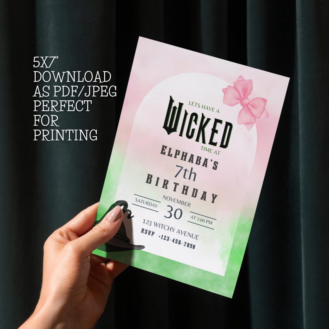 Wicked Inspired Birthday Invitation, Elphaba Inspired Invitation ...