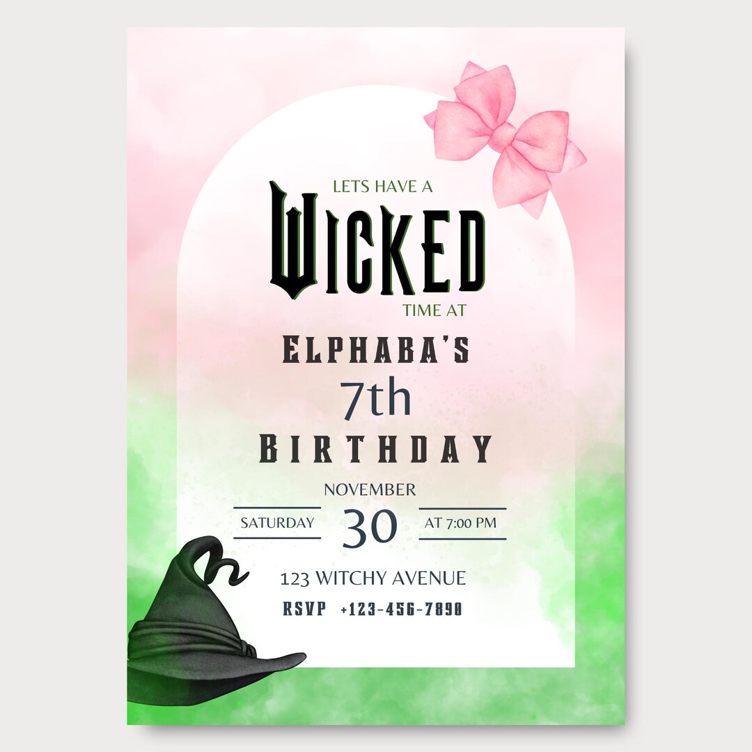 Wicked Inspired Birthday Invitation, Elphaba Inspired Invitation ...