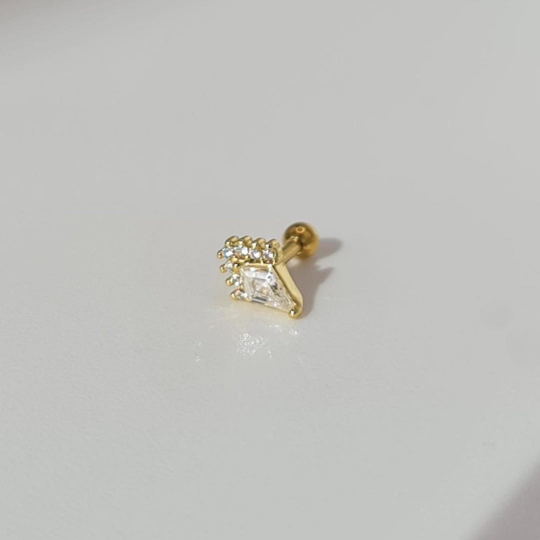 The Jordan 18k Gold Plated Diamond Cut Dagger Cartilage Lobe Ball Back ...