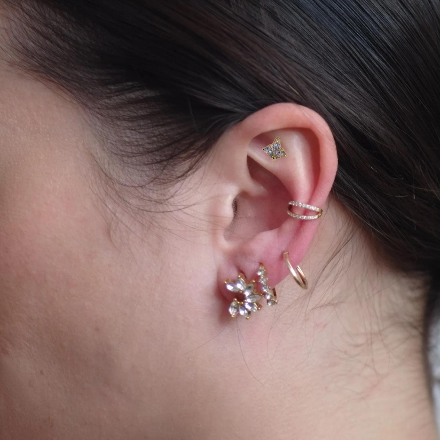 The Blake 18k Gold Plated Stainless Steel Cubic Zirconia Cluster ...