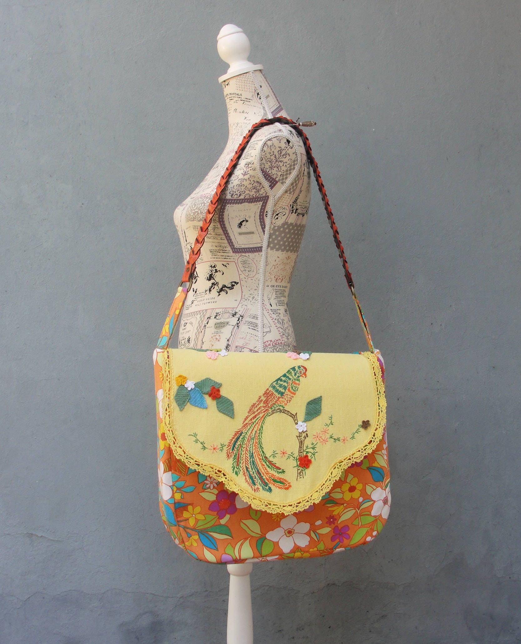 Embroidered Bird Messenger Laptop Macbook Bag Sleeve with | Etsy