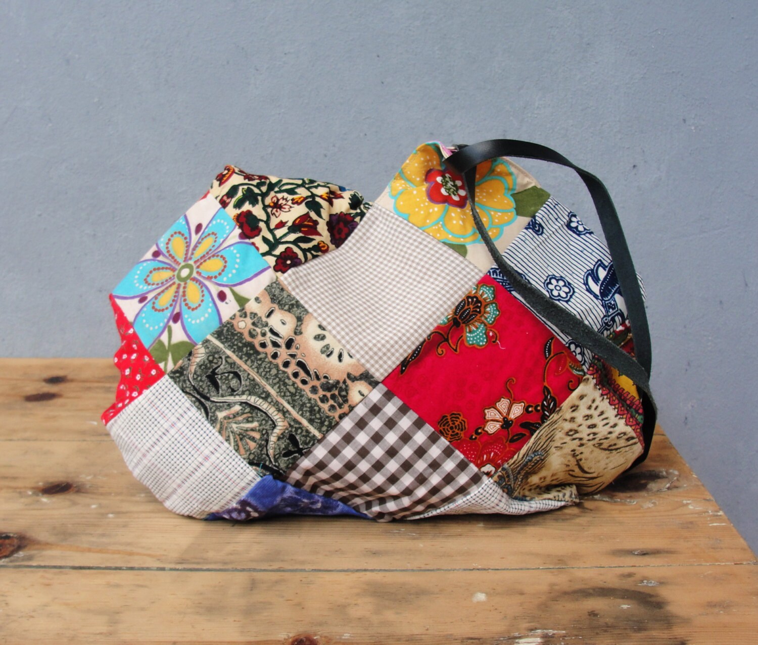 Patched History Bag - Vintage Fabrics and Doilies Patchwork - Etsy
