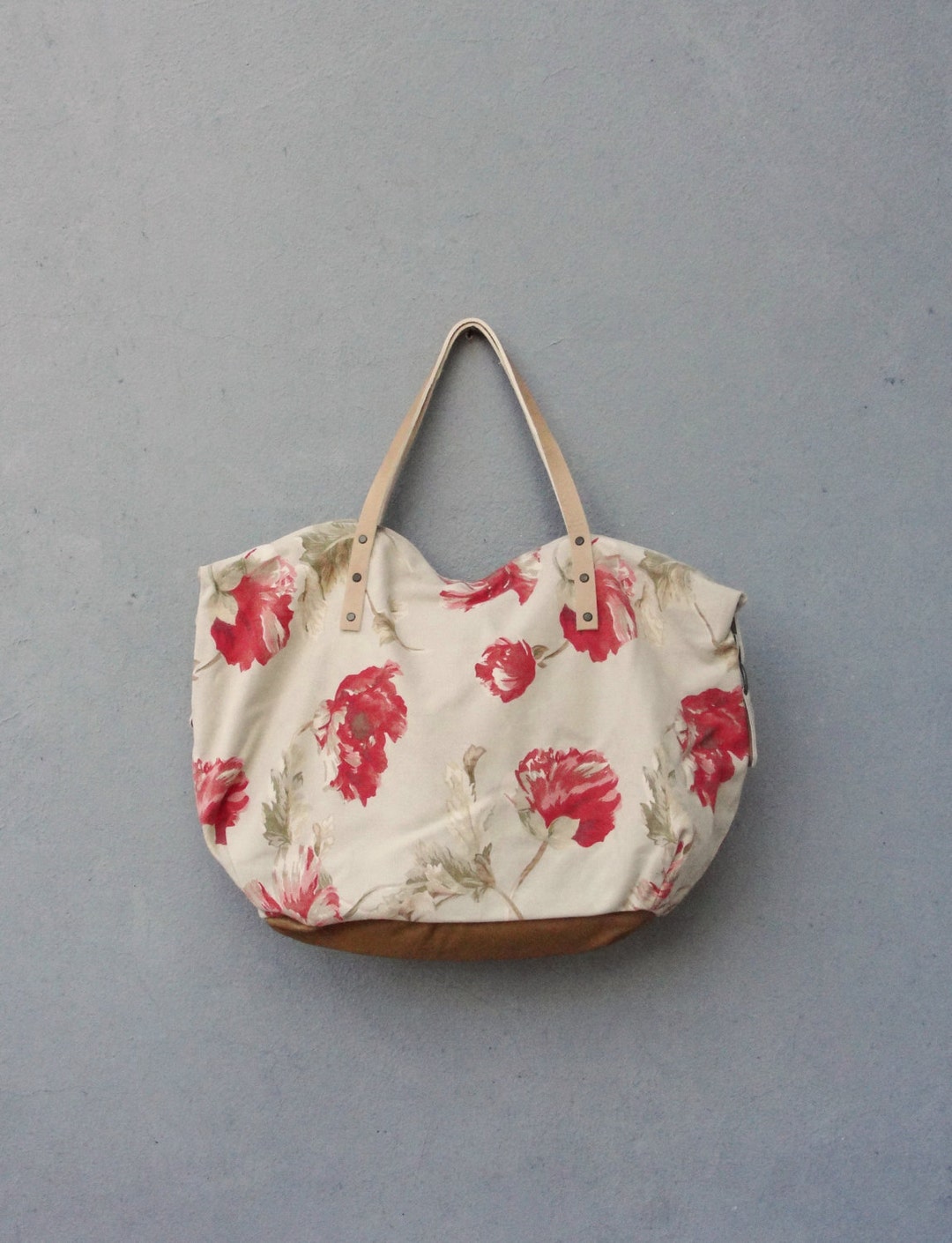 Floral Leather Bag, Boho Poppy Bag Upcycled Leather Eco Friendly - Etsy