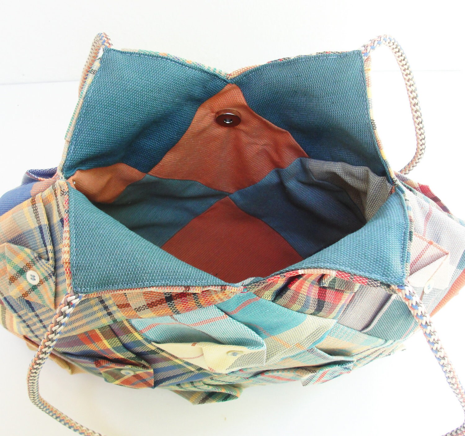 Folded Plaid Bag - Vintage Plaid Fabrics Patchwork - Etsy UK