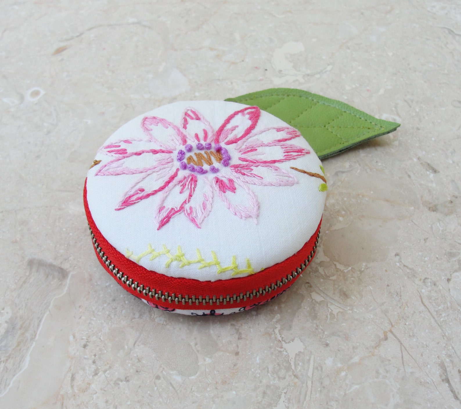 Macaron Coin Purse Wallet - Vintage Embroidery and Fabric - Etsy