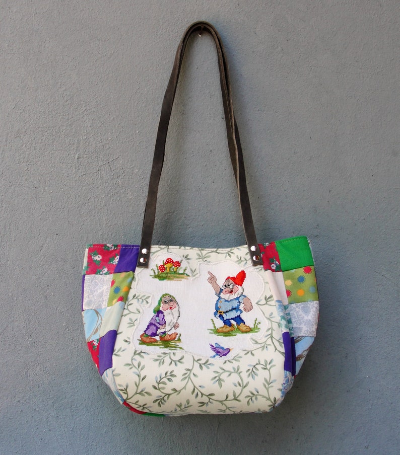 Fairy Tale Bag Snow White and the Seven Dwarfs Vintage Embroidery, Red ...