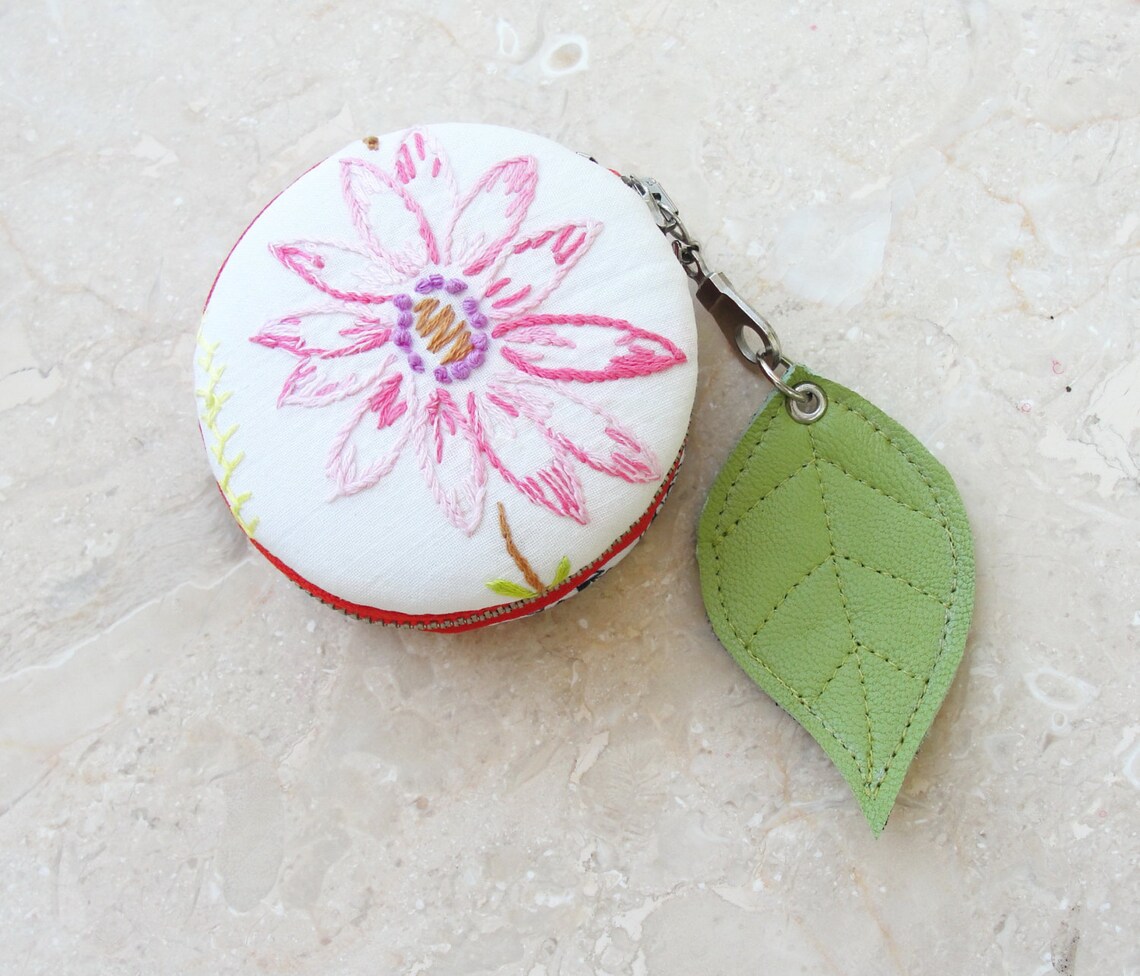 Macaron Coin Purse Wallet Vintage Embroidery and Fabric - Etsy