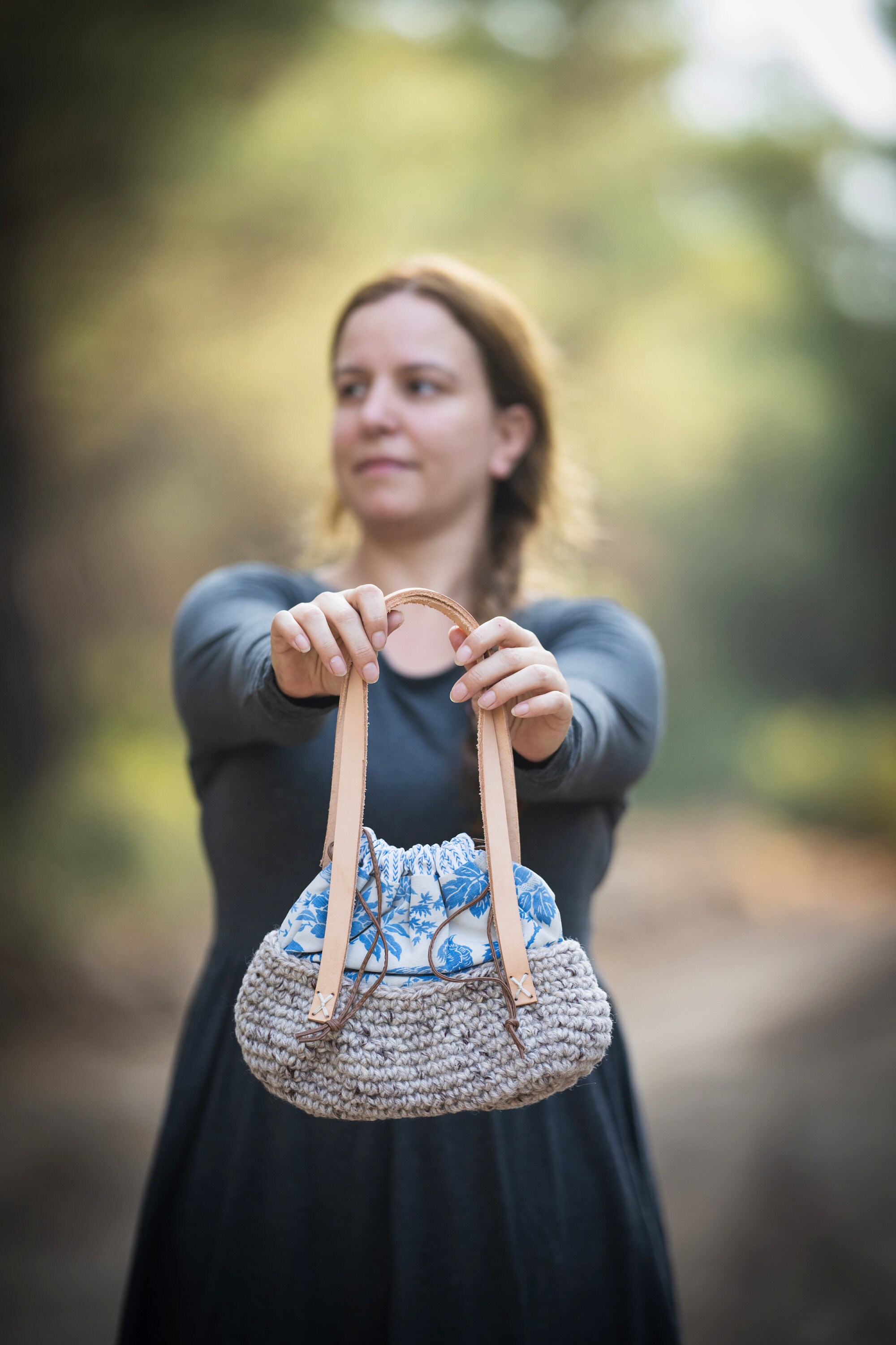 Bird's Nest Bag - Antique Fabric, Leather Handles and Crochet - Etsy
