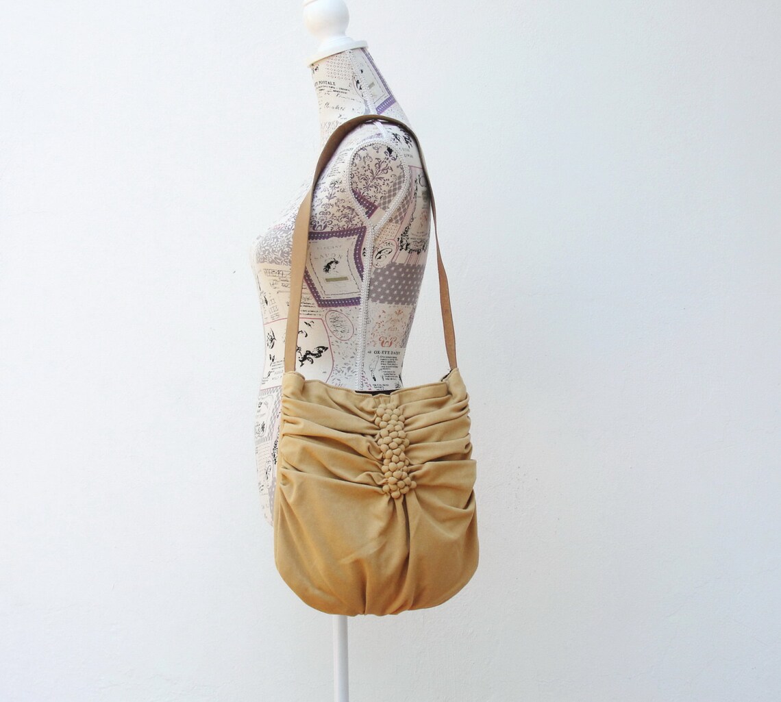 Bubble Smocked Bag With Leather Strap, Textured Pleaded Tote With Hand ...