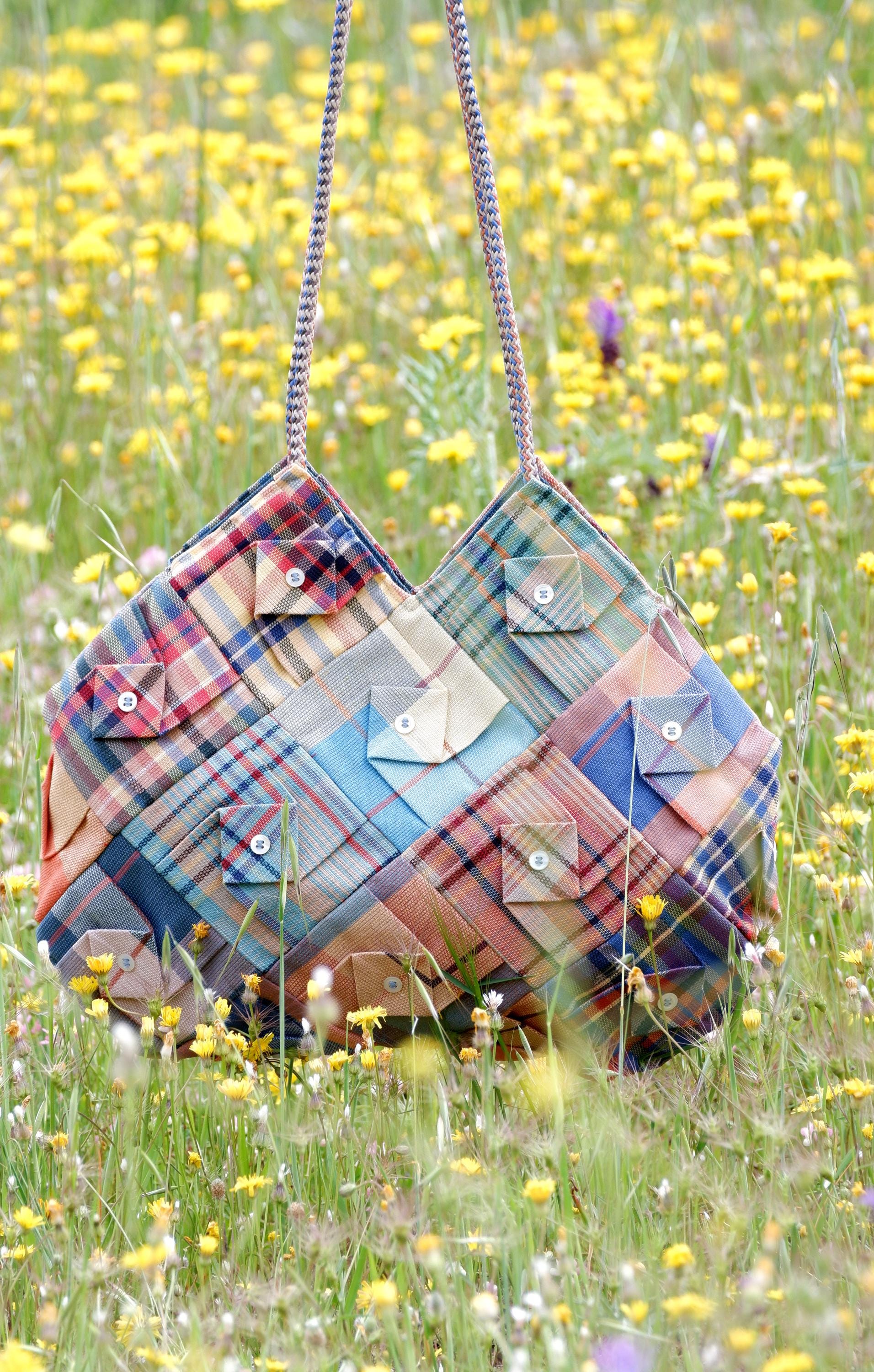 Folded Plaid Bag - Vintage Plaid Fabrics Patchwork - Etsy