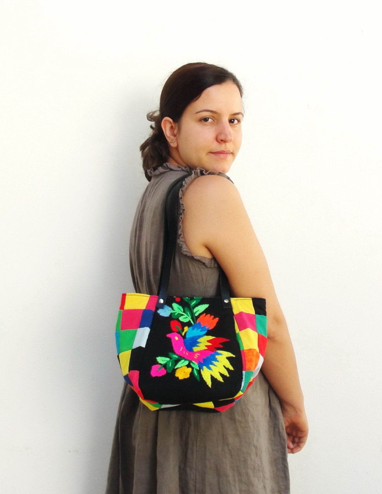 Rainbow Bird Bag - Vintage Embroidery, Patchwork and Leather Bag. - Etsy