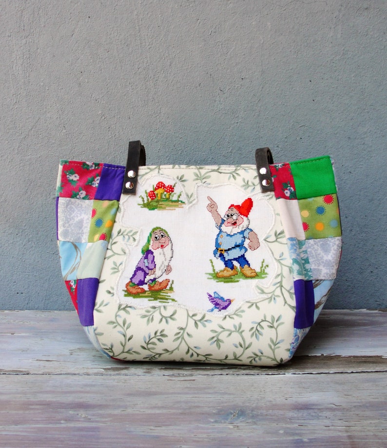 Fairy Tale Bag Snow White and the Seven Dwarfs Vintage Embroidery, Red ...