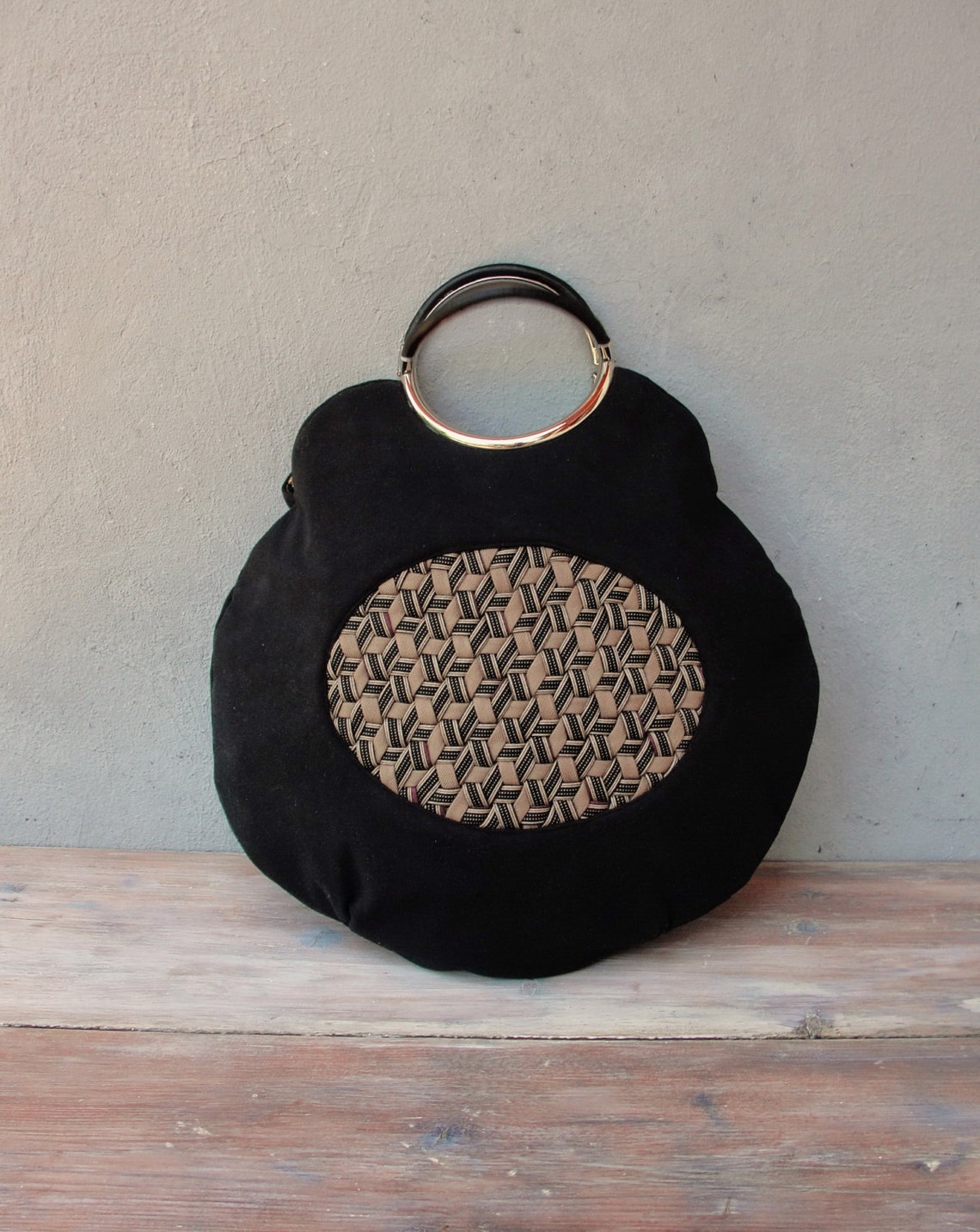 Japanese Mesh Work Tote, Geometric Woven Bag, Black Purse Made With ...