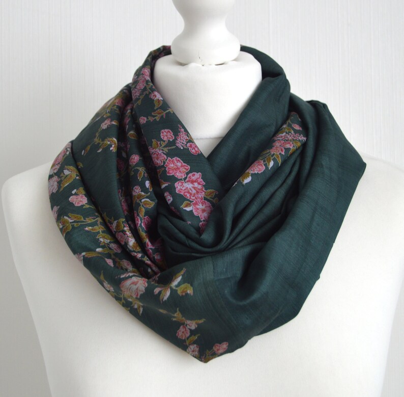 Green Floral Sari Silk Scarf Boho Handmade Womens Scarf - Etsy