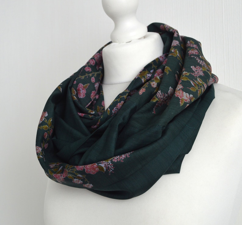 Green Floral Sari Silk Scarf Boho Handmade Womens Scarf - Etsy