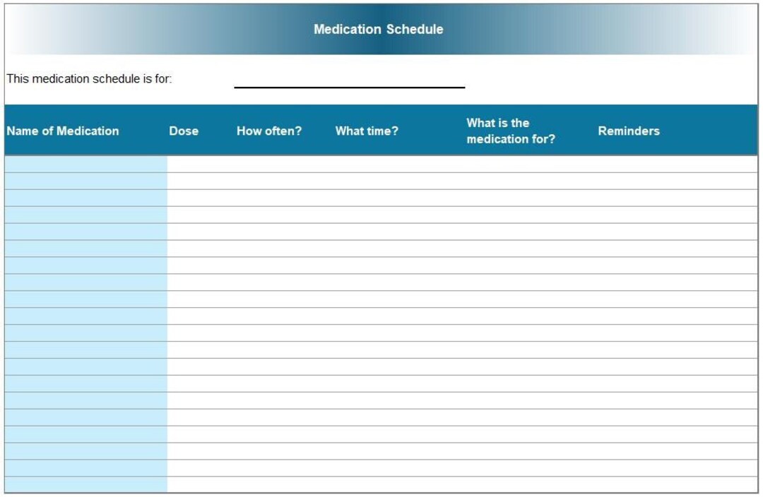 Medication Spreadsheet, Tracker, Log - Downloadable - Etsy