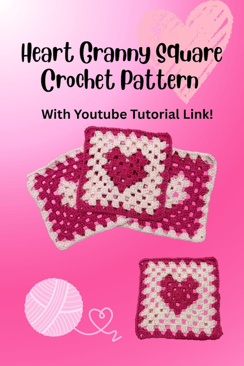 Heart Granny Square Crochet Pattern - Etsy