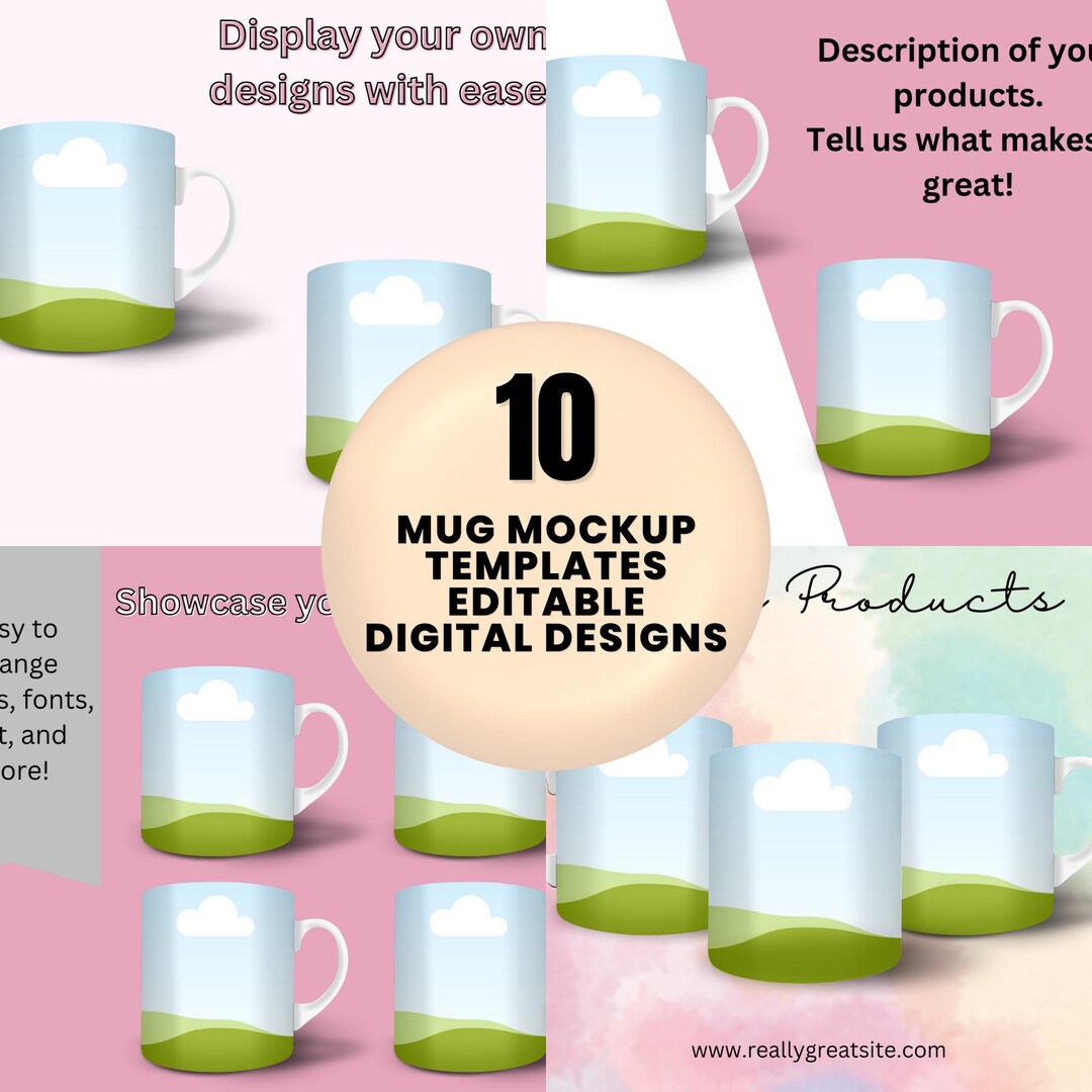 10 Mug Mockup Templates Editable Digital Designs - Etsy