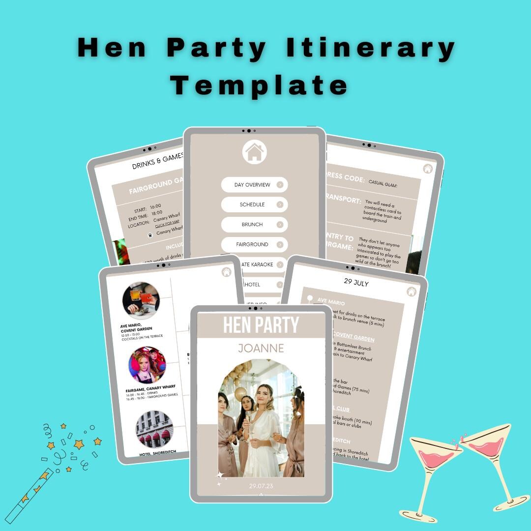 Customizable Hen Party Itinerary Template Elegant Schedule Planning for ...