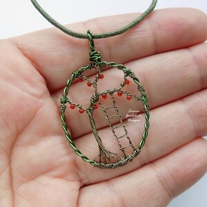 Apple Tree, Small Tree Pendant, Wire Tree Jewelry, Apple Necklace, MADE ...