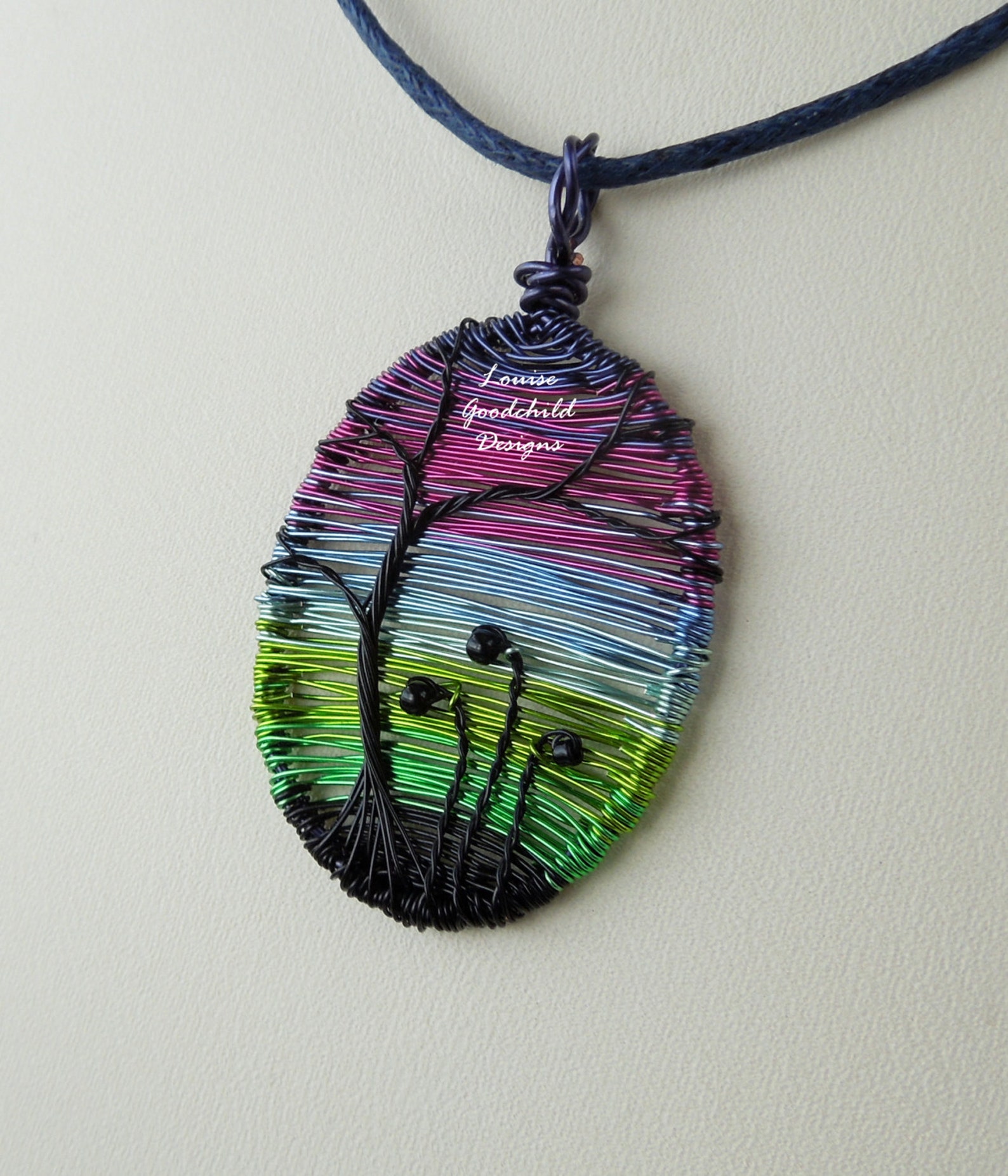 Northern Lights Wire Tree Necklace Rainbow Wire Wrapped | Etsy