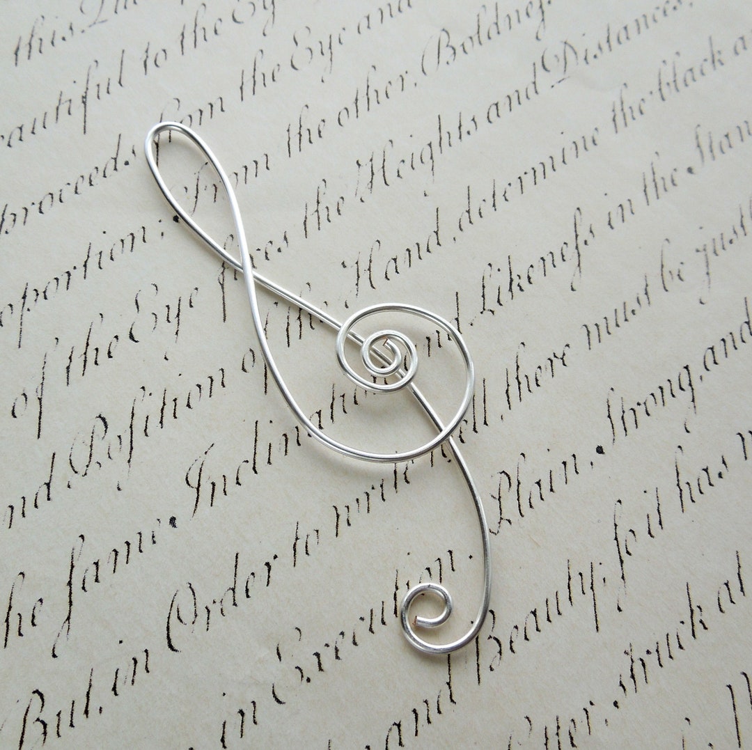 Treble Clef Bookmark, Music Bookmark, Silver Wire, Metal Bookmark, Book ...
