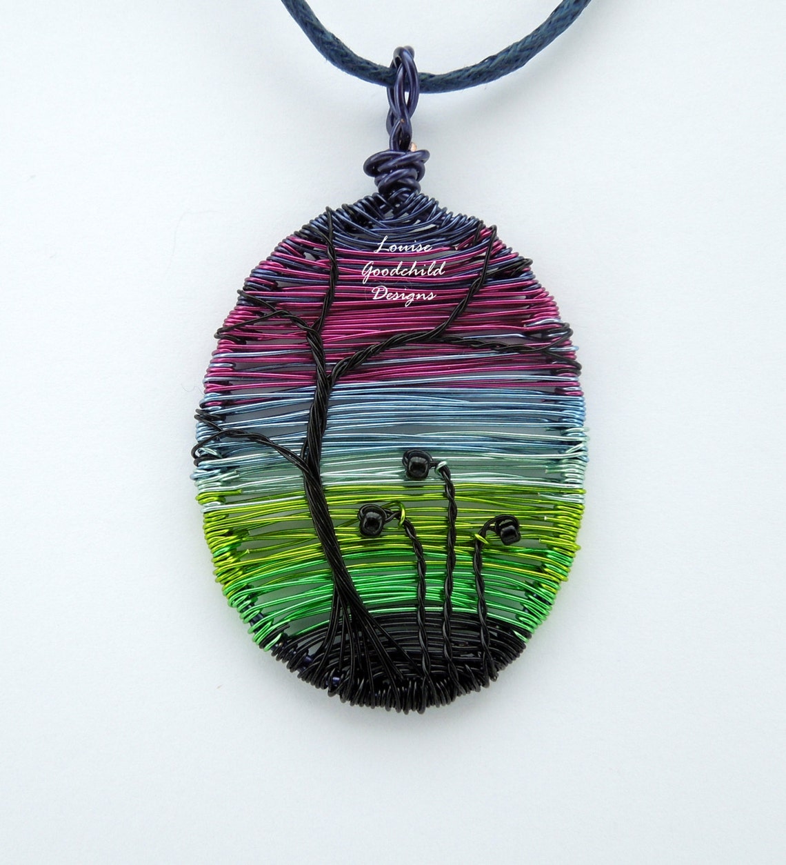 Northern Lights Wire Tree Necklace Rainbow Wire Wrapped | Etsy