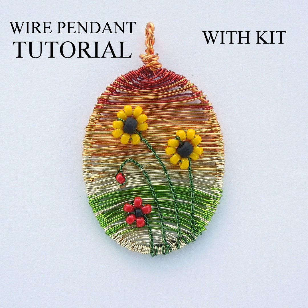 Wire Wrap Sunflower Pendant Tutorial AND Kit, Make Your Own, Wire Wrap ...