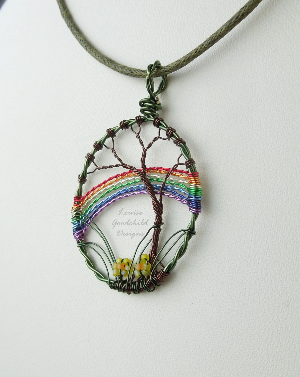Rainbow Necklace Small Tree Pendant Rainbow Bridge Rainbow - Etsy